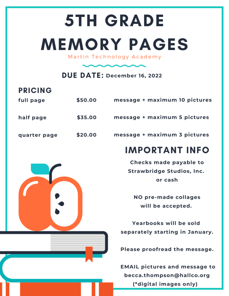 2022 – 2023 5th Grade Memory Pages – Martin Technology Academy