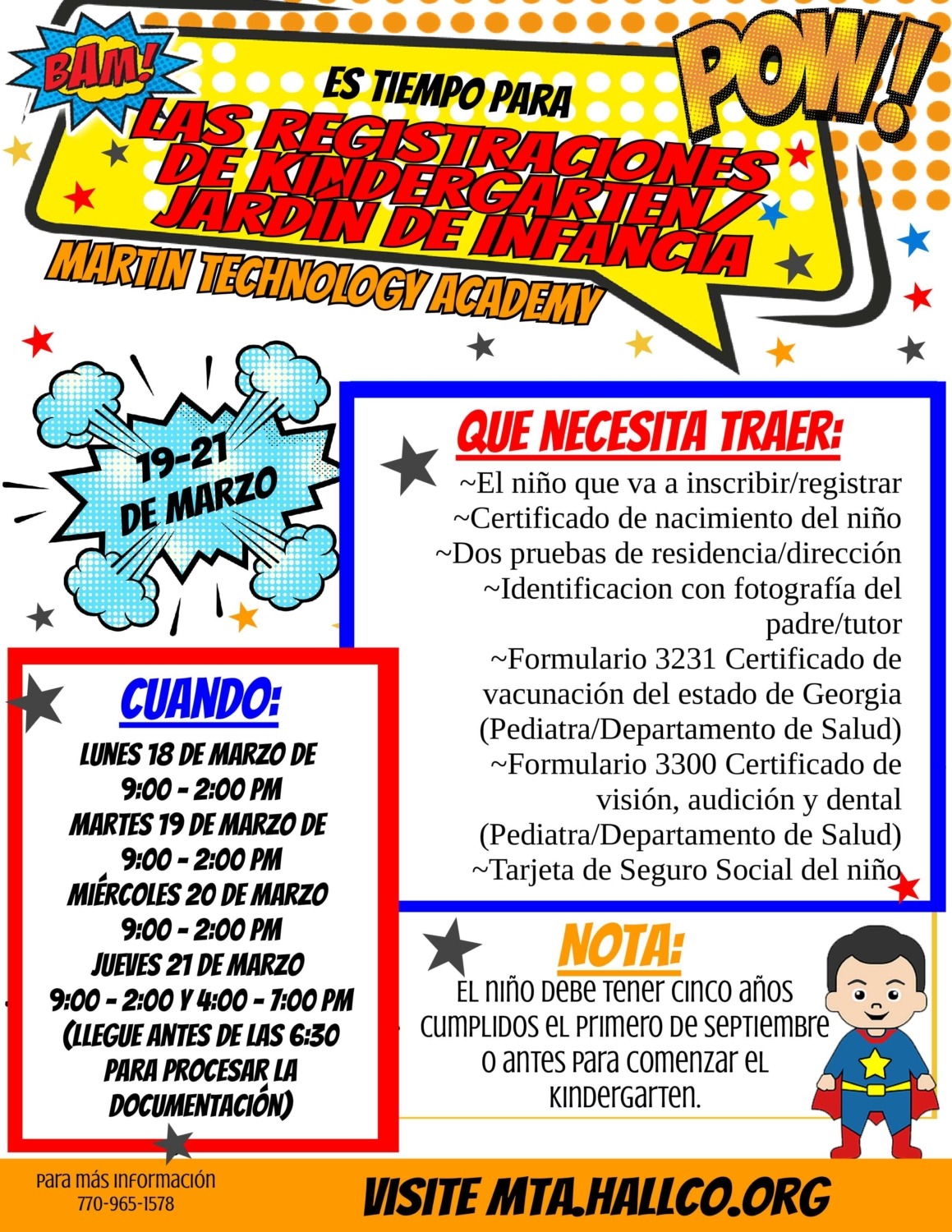 2024 – 2025 Kindergarten Registration – Martin Technology Academy